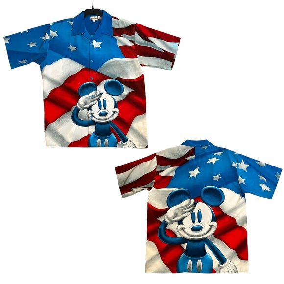 Disney | Shirts | Disney Mickey Mouse Vintage American Flag Saluting ...